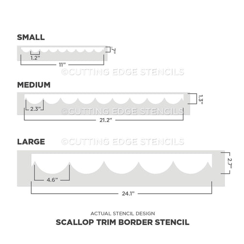 Scallop Trim Border Stencil – Reusable Playful Wall Accent for Doors ...