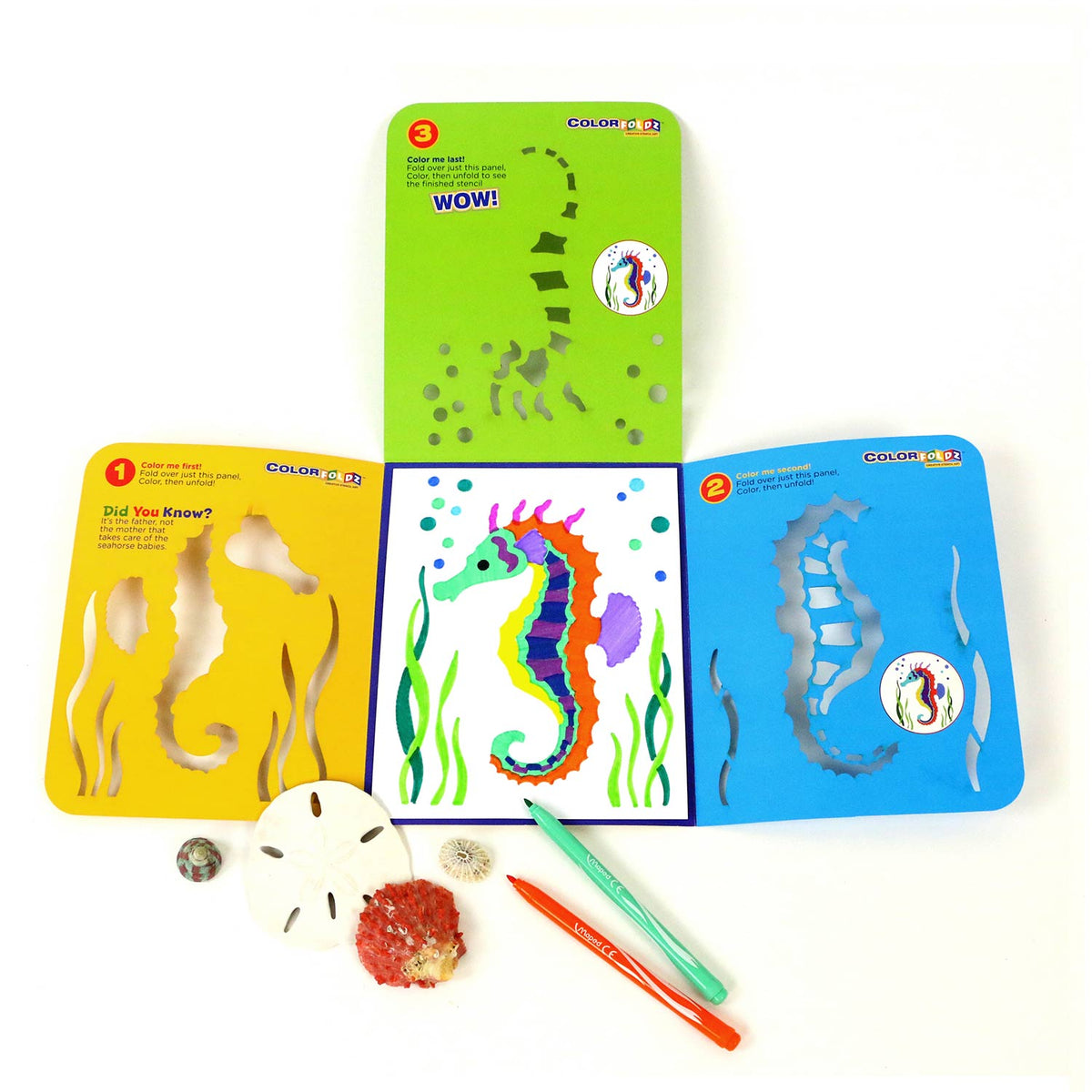 Seahorse ColorFolds Stencil Book - Stencils and Coloring Books for Kids