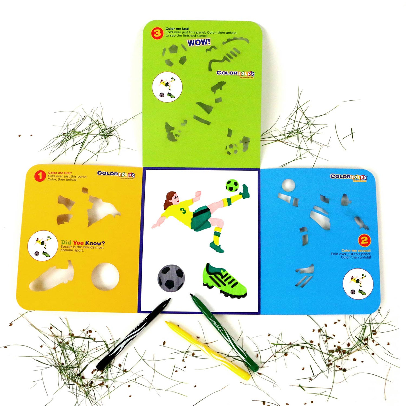 Soccer ColorFolds Stencil Book - Stencils and Coloring Books for Kids