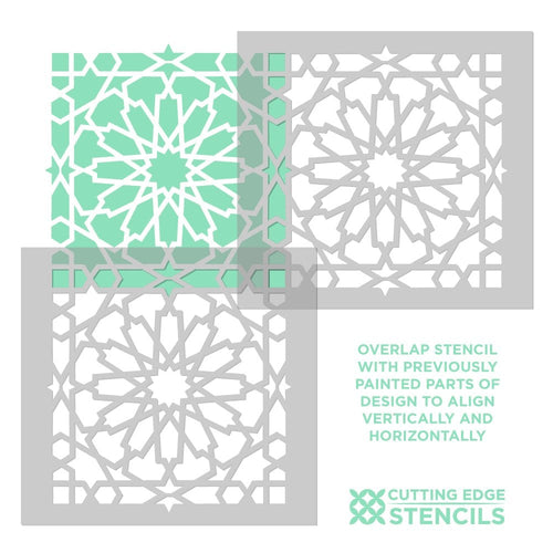 Moroccan Tile Stencil for DIY floor tiles, stenciled backsplashes and walls