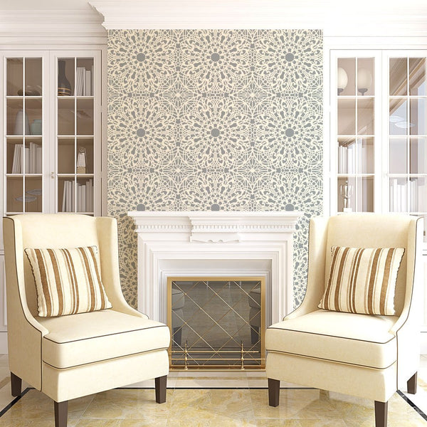 Lace stencil for walls, Lace wall patterns and stencils for DIY ...