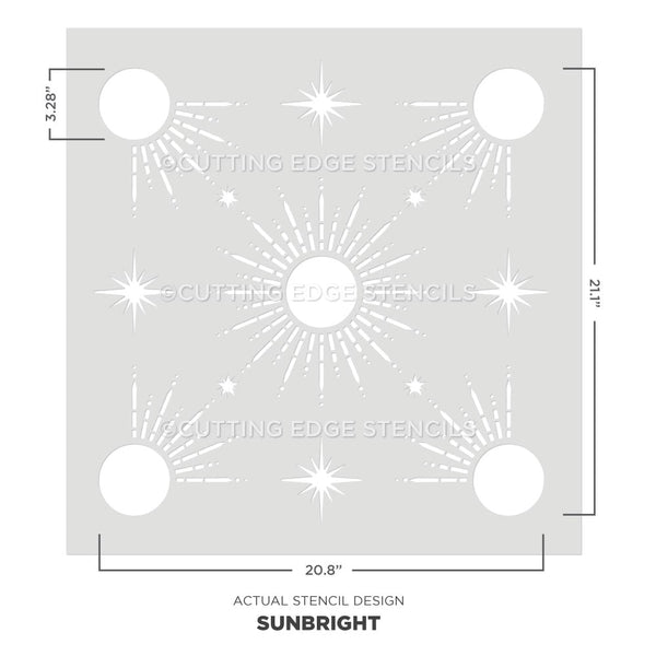 Sunbright Celestial Stencil for Painting Walls. Reusable large stencil ...