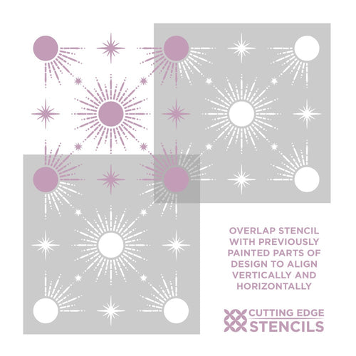 Sunbright Celestial Stencil for Painting Walls. Reusable large stencil ...
