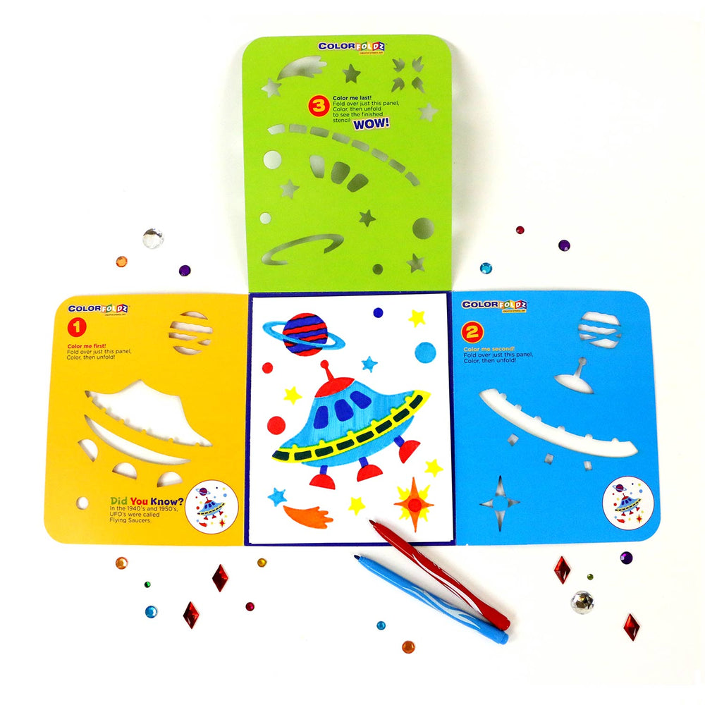 UFO ColorFolds Stencil Book - Stencils and Coloring Books for Kids