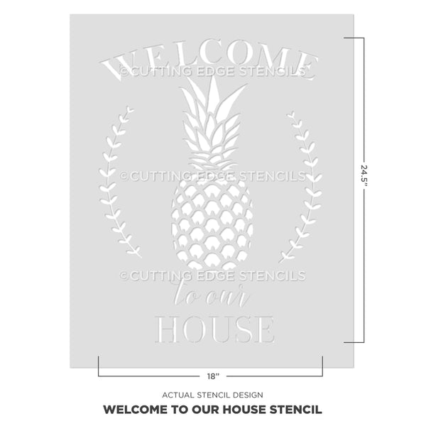 Welcome Sign Stencil With Pineapple - DIY Farmhouse Stenciled Signs